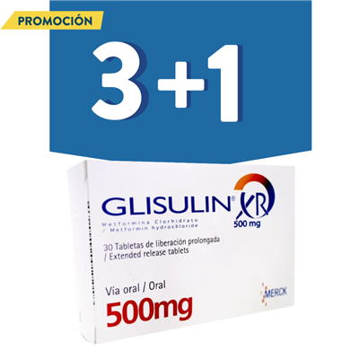Farmacias Batres: GLISULIN XR 500 * 30 TABLETAS - Promoción 3+1 ...