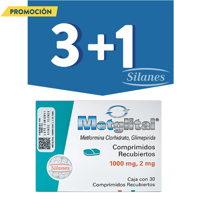 Farmacias Batres: METGLITAL 1000MG/2MG * 30 TABLETAS - Promoción 3+1 ...