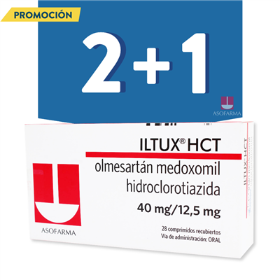 Farmacias Batres: ILTUX HCT 40 MG / 12.5 MG * 28 COMP - Promoción 2+1: MEDICAMENTOS DE MARCA
