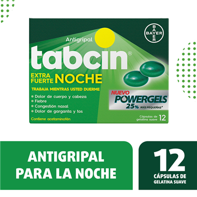 Farmacias Batres: TABCIN EXTRA FUERTE GRIPE Y TOS NOCHE POWERGELS 12´S ...