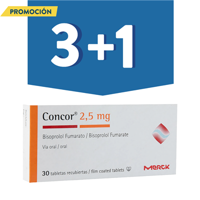 Farmacias Batres: Concor 2.5 mg caja * 30 tabletas - Promoción 3+1 ...