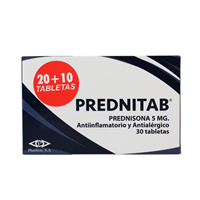 Farmacias Batres: PREDNITAB 5 MG * 30 TABLETAS: MEDICAMENTOS DE MARCA