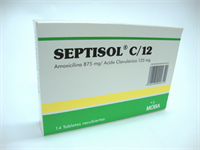Farmacias Batres: SEPTISOL C/12 875MG/125MG * 14 TABLETAS RECUBIERTA ...